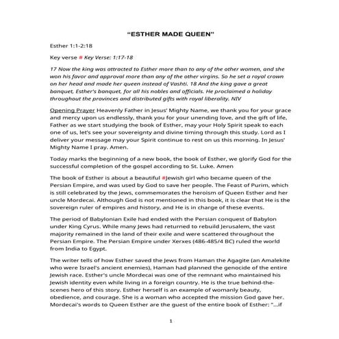 ESTHER complete Bible study with pictures by Rhema Joy Sharath | PPTX