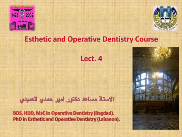 Lect.6 indirect esthetic adhesive restorations | PDF
