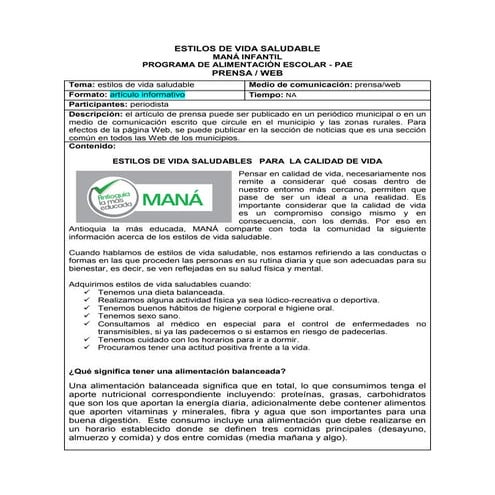 Estilos de vida saludable | PPTX