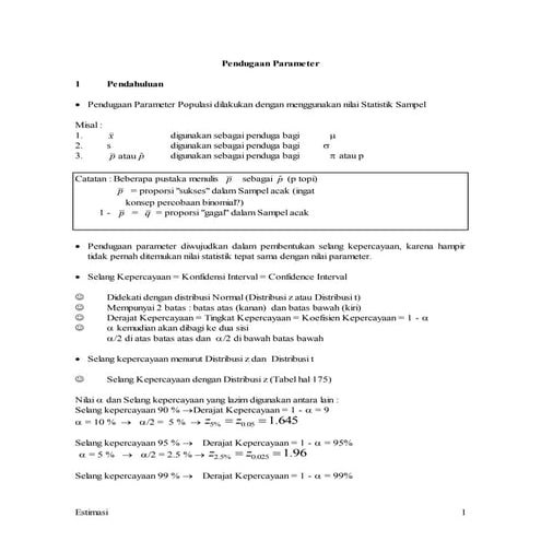 **Pendugaan Parameter dalam Analisis Statistik | PDF