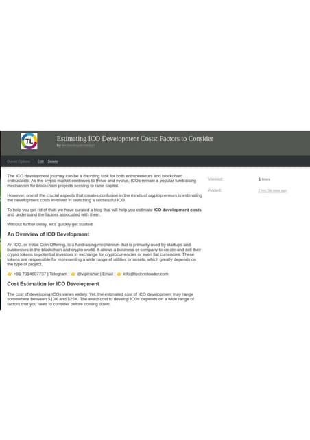 Estimating Ico Development Costs Factors To Consider Pdf