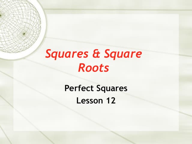 Square Roots And Perfect Squares | PPT