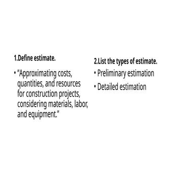 estimation and quantity surveying | PDF