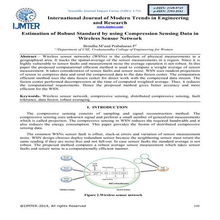 Estimation of Robust Standard by using Compression Sensing Data in Wireless Sensor Network | PDF
