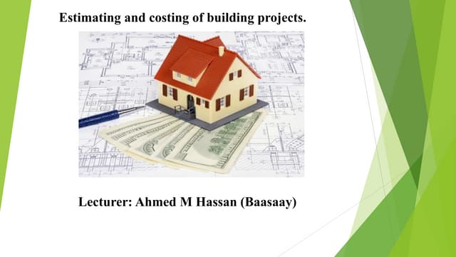 Estimation And Costing Course Lecture 1 Pdf