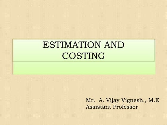 Estimation And Costing Of A Building | PDF