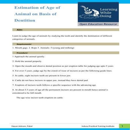 Estimation of Age of Animal on Basis of Dentition.docx