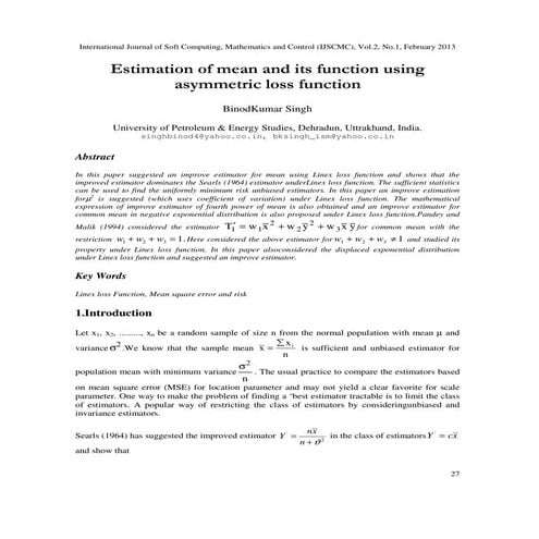 Estimation of mean and its function using asymmetric loss function | PDF