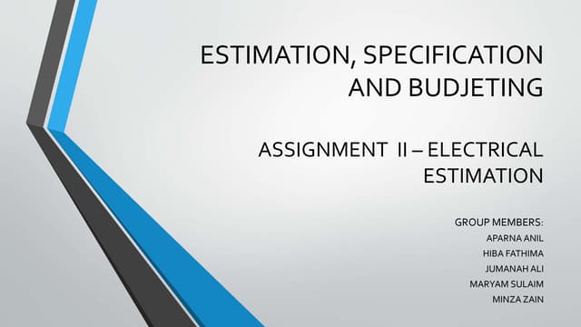 Estimation Specification And Budjeting Assignment 2 1 Pptx