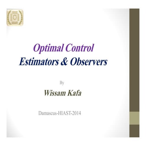 Estimators and observers-Optimal Control | PDF