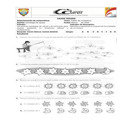 Estrategia de apoyo tablas de multiplicar | PDF