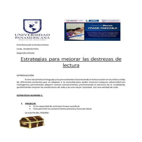 Estrategias para mejorar las destrezas de lectura tarea de grupo wendy ...