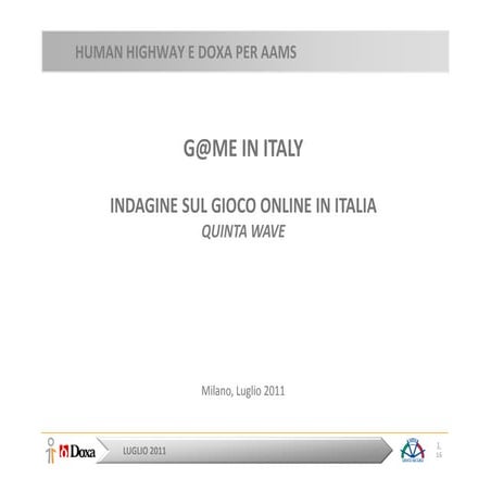 G@me in Italy - Edizione 2011 | PDF | Casino and Gambling Video Games ...