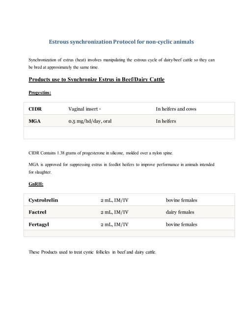 estrous synchronization | PPT | Pregnancy | Reproductive Health