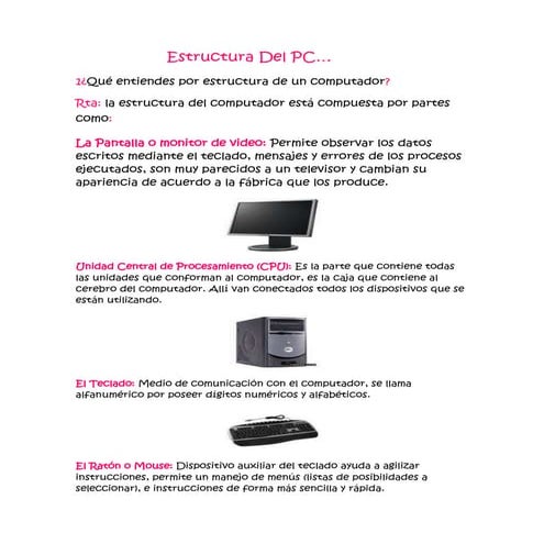 Estructura del pc | DOCX | Computer Peripherals | Computing