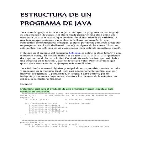 estructura de un programa en java | DOCX