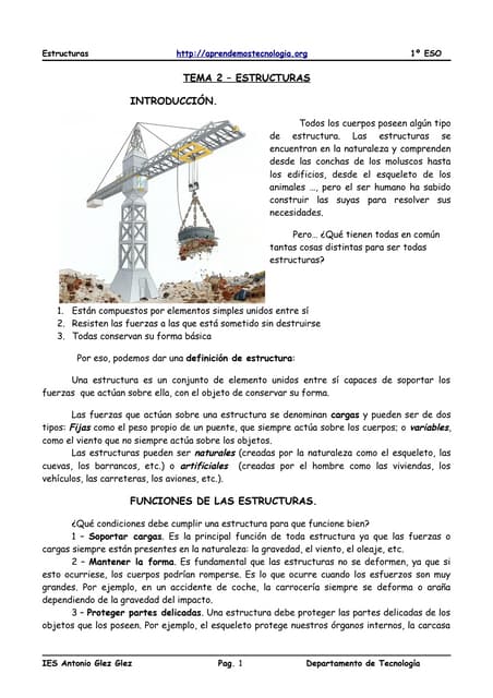 Estructuras 1º ESO: Tipos de esfuerzos | PPT