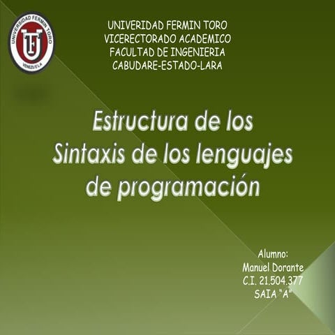 Estructuras de los lenguajes de programacion | PPTX