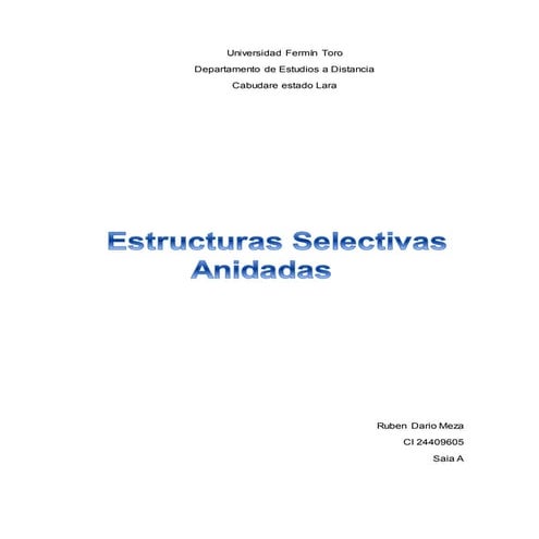 Ejercicios Estructuras Selectivas Anidadas | PDF