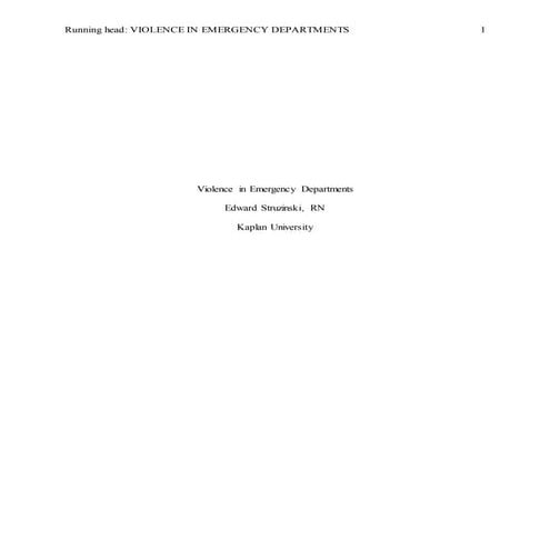 Violence in the Emergency Department | PPTX