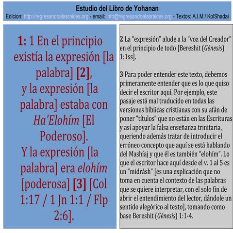Estudio del libro de yohanan | PDF