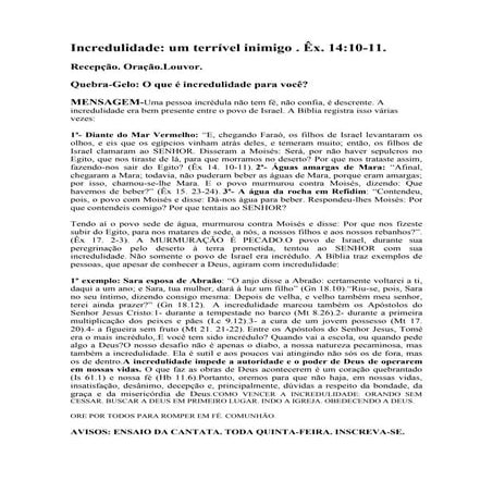 Estudo Kid's - Incredulidade | PDF