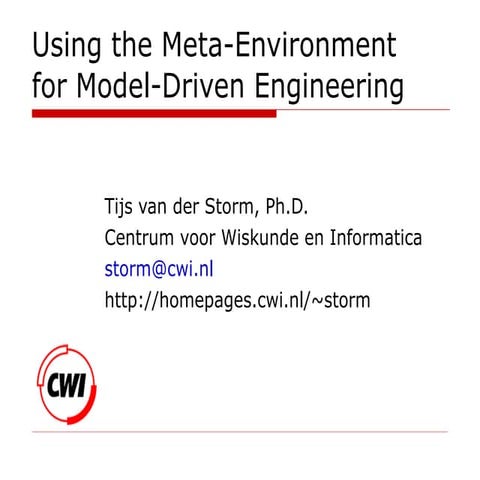 Using the Meta-Environment for Model-Driven Engineering | PPT