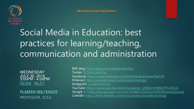 Social Media in Education: best practices for learning/teaching, comm…