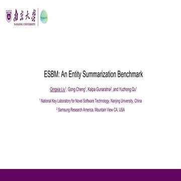 Esbm An Entity Summarization Benchmark Eswc 2020 Ppt Free Download