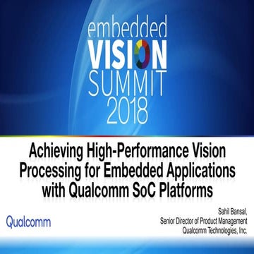 "Achieving High-Performance Vision Processing for Embedded Applications ...