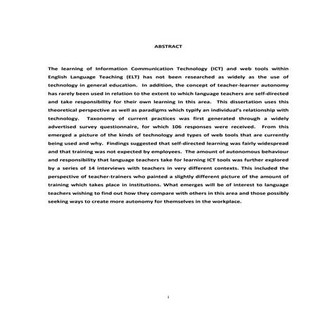 MA Dissertation Abstract | PDF