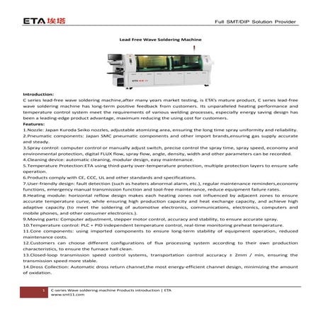Eta c series wave soldering machine | PDF