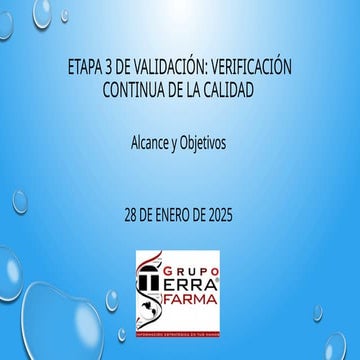 Etapa 3 de Validacion Verificacion Continua de la Calidad Alcance y ...