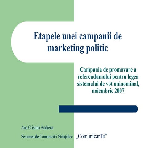 Etapele Unei Campanii De Marketing Politic | PPTX