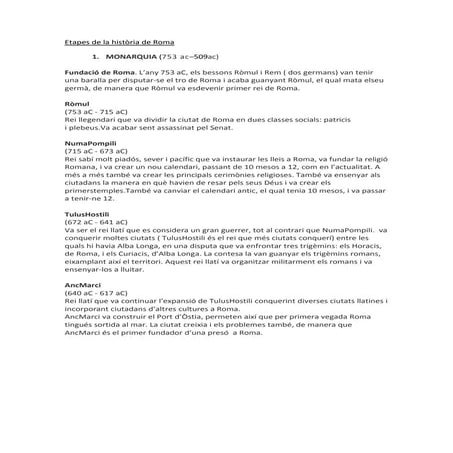 Etapes de la història de roma | DOCX