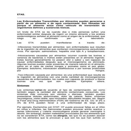 Enfermedades transmitidas por alimentos (ETA) | PPTX