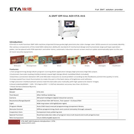 ETA SMT AOI ETA-600 | PDF