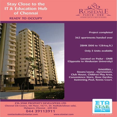 ETA Star- Rosedale Apartments in OMR, Chennai | PDF