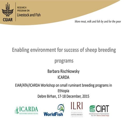 Enabling environment for success of sheep breeding programs | PPTX