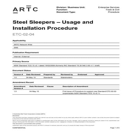 Etc 02-04 - steel sleepers installation procedure | PDF