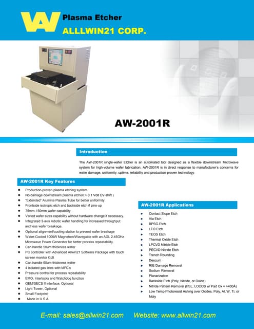 Barrel Plasma Asher Plasma Descum AW-B3000 | PDF | Operating Systems ...
