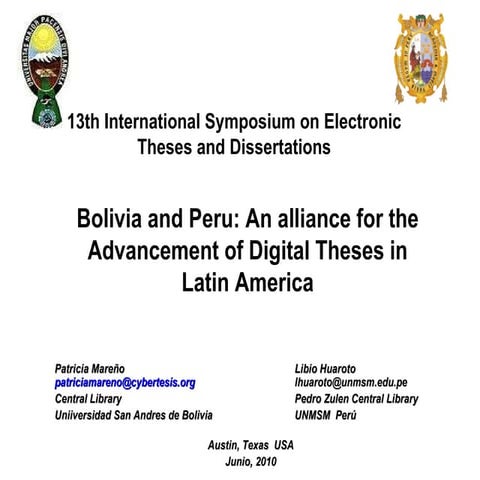 Bolivia and Perú: Año alliance for the advancement of digital these in ...