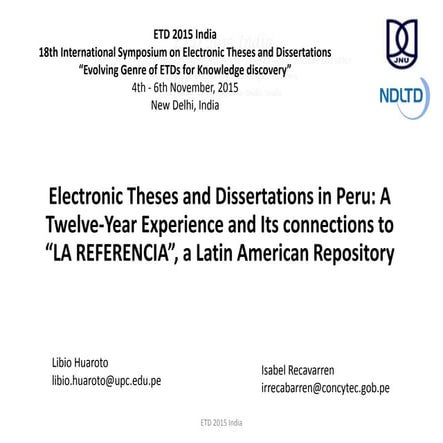 Electronic Theses and Dissertations in Peru: A Twelve-Year Experience ...