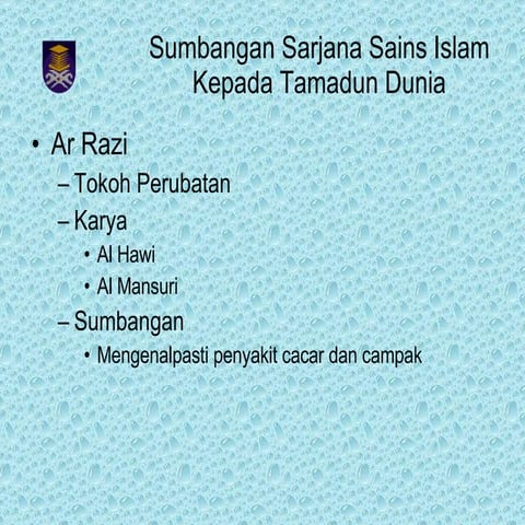 Sumbangan sarjana sains Islam Kepada tamadun dunia | PPT