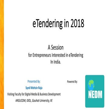 eTendering in 2018: Tenders & Entrepreneurship | PPT