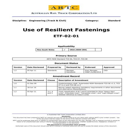 Etf 02-01 - use of resilient fastenings | PDF