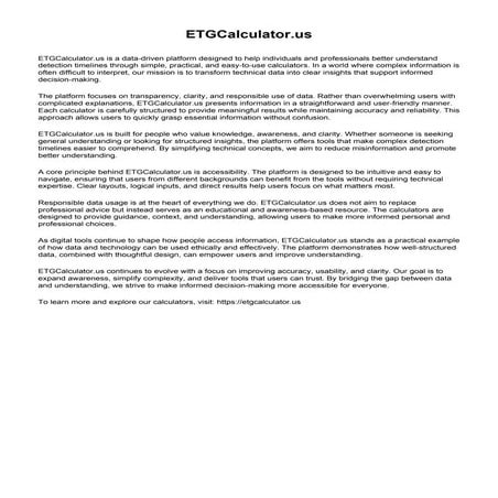 ETG Calculator | ETG Detection Time Estimator | PDF