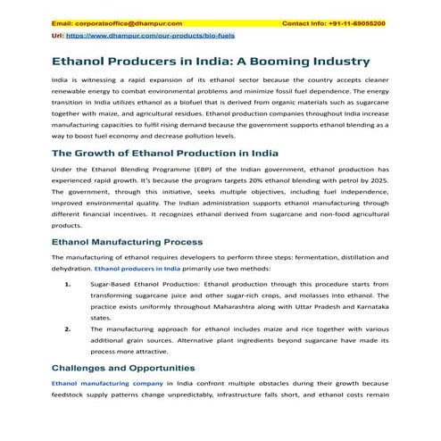 Production of denatured ethanol | PPTX