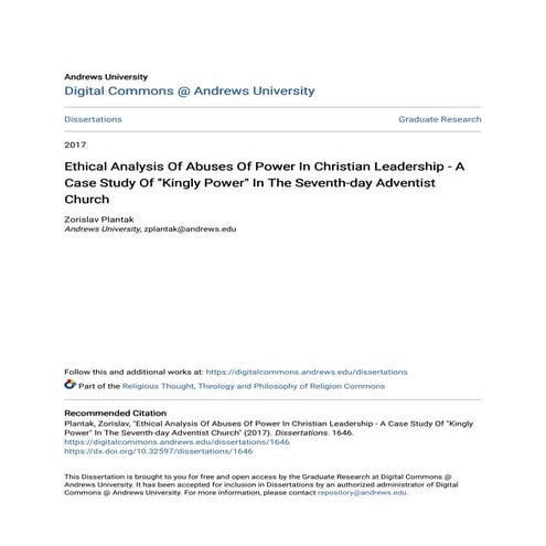 Ethical Analysis Of Abuses Of Power In Christian Leadership - A C (1 ...