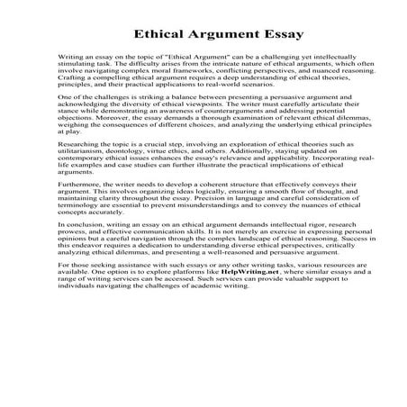 Ethical Argument Essay Pdf